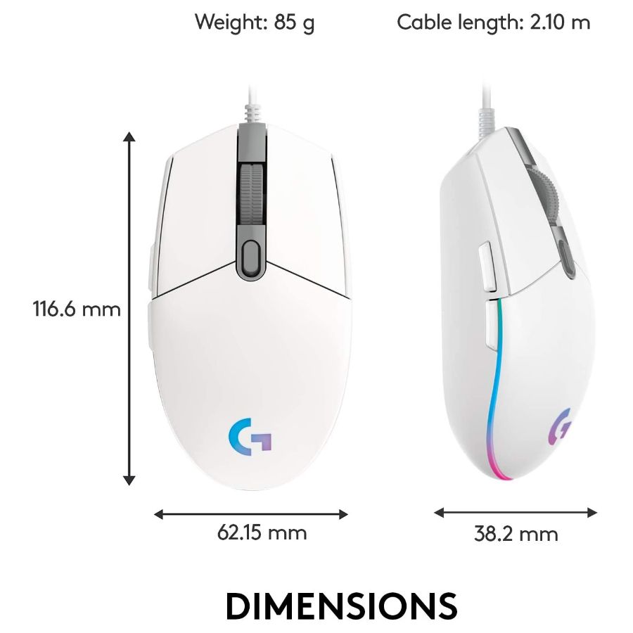 Mexx Mouse Gamer Logitech G203 Lightsync Blanco