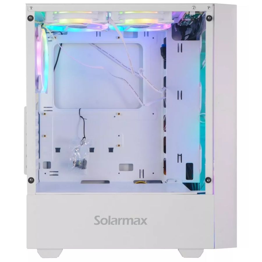 Mexx | GABINETE MID TOWER SOLARMAX 5920 BLANCO 6 FAN RGB VIDRIO TEMPLADO